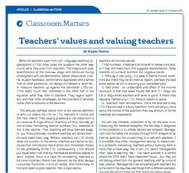 Teaching values and valuing teachers by Wayne Rimmer - International ...